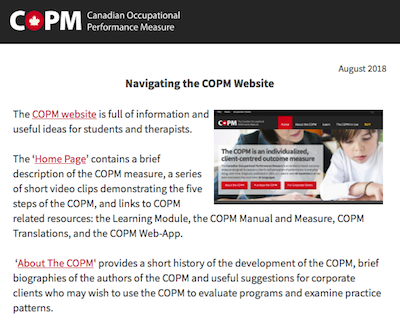 Navigating the COPM Website | COPM